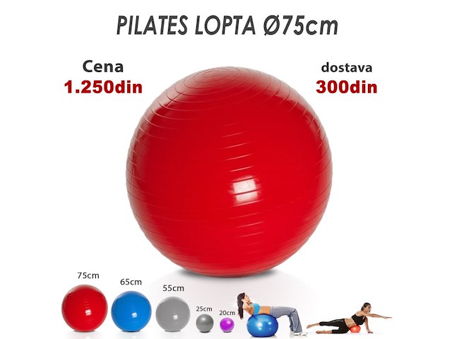 Lopta za pilates i aerobik - prečnika 75cm