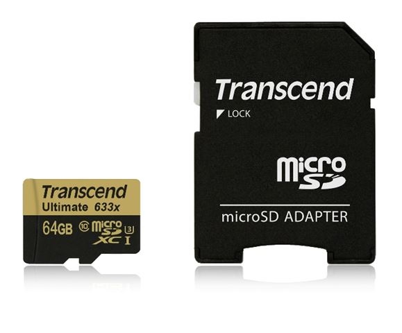 Mem. kartica Transcend SD MICRO 64GB HC UHS 1 U3 + SD adapter 633x