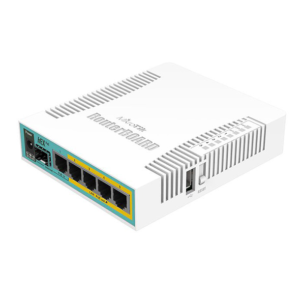 MikroTik RB960PGS hEX PoE 3G/4G-LTE & PoE svič–ruter 5 x LAN/WAN Gigabit port (4 x PoE 802.3at) + SFP + USB 2.0, VPN ruter/firewall/bandwith manager/load balance, PoE in 802.3at, CPU 800MHz, 128MB...