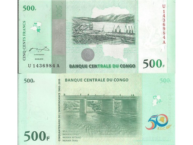 Congo Kongo 500 francs 2010. UNC