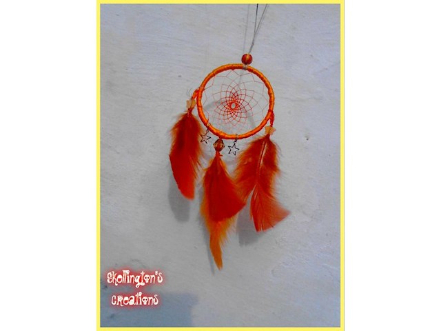 Ogrlica dream catcher,hvatac snova,narandzasta