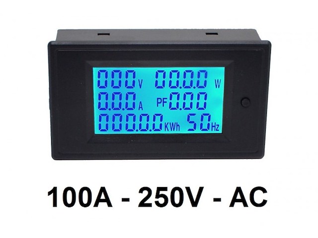 Merac V, W, A, Hz, faktora snage i energije  - 100A AC