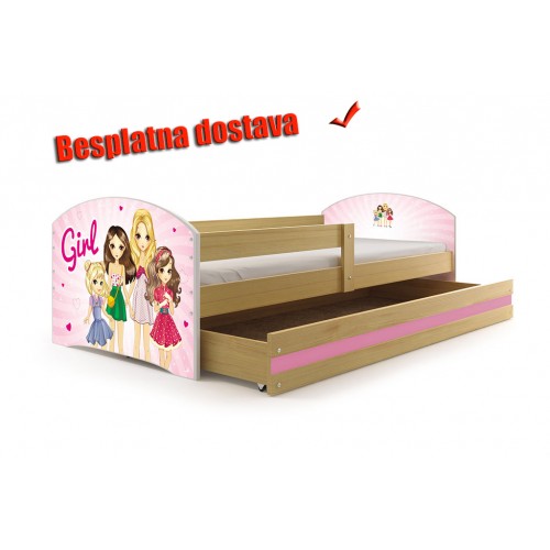 Dečiji krevet Lookie Pine 160x80 cm sa dušekom dezen 05