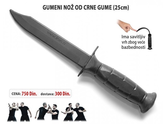Gumeni nož za trening odbrane - od crne gume