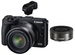 Canon EOS M3 + 18-55 IS STM + 22 f/2 STM + EVF-DC1