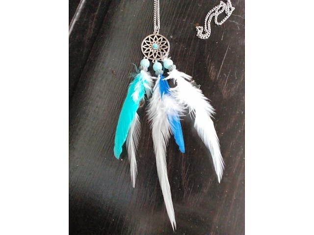 Ogrlica dream catcher - hvatac snova - plavo beli