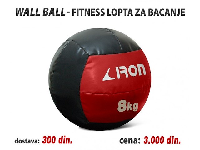 Wall Ball - Fitnes lopta za bacanje 8kg