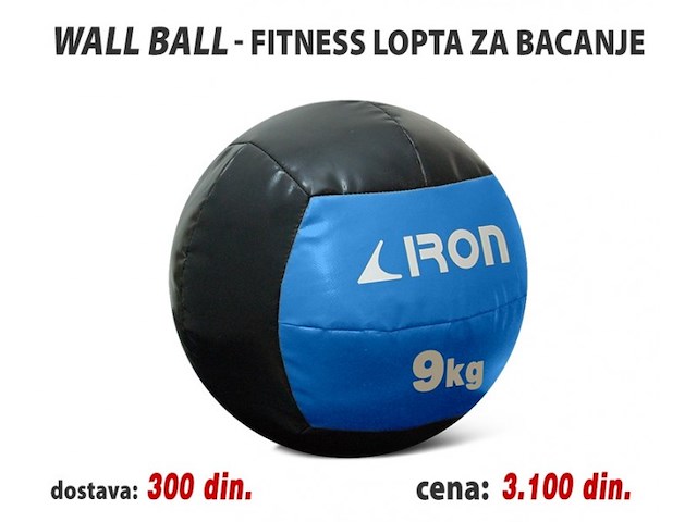 Wall Ball - Fitnes lopta za bacanje 9kg