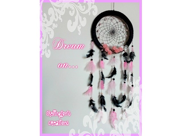 Dream catcher with flowers and butterfly