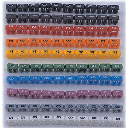 Markeri za obeležavanje kablova komplet cifara 0-9 u 10 raznih boja, pakovanje 100 markera za prečnik kabla oko 5.5mm (CM-5.5M)