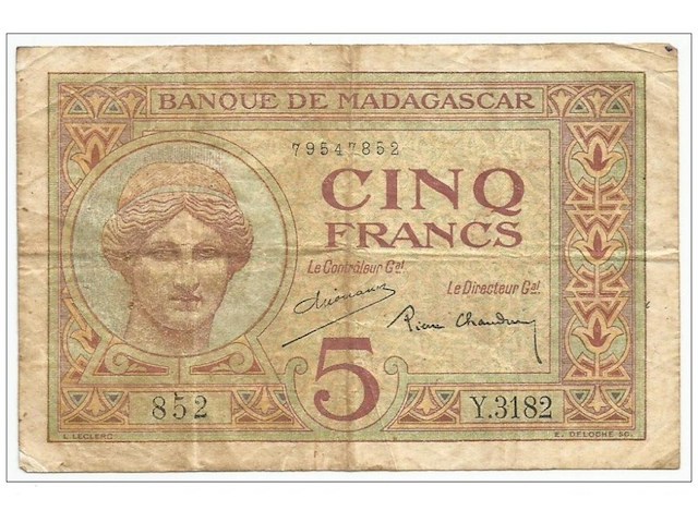 Madagascar 5 francs 1937/47.