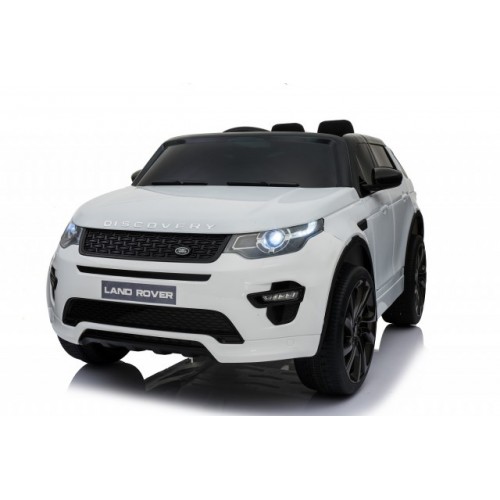 Auto na akumulato Land Rover Discovery sa kožnim sedištem i mekim gumama Beli