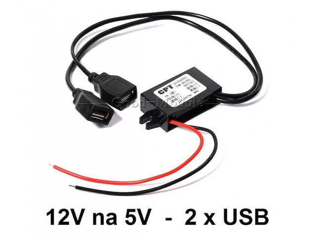 Inverter 12V na 5V DC - 3A sa duplim USB izlazom