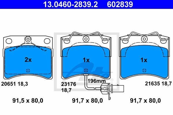 Prednje kočione obloge 13.0460-2839.2 - Volkswagen Transporter 90-03