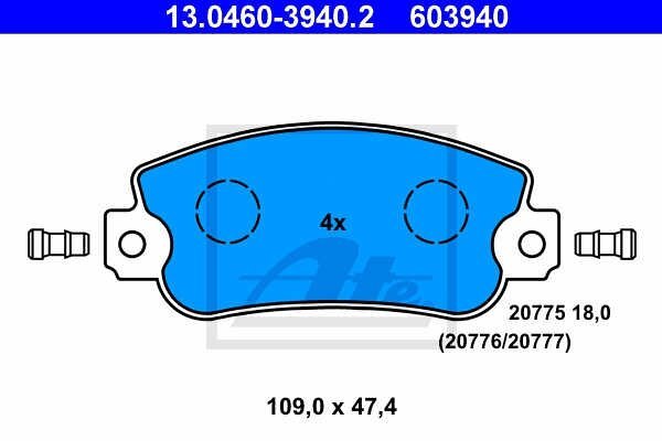 Prednje kočione obloge 13.0460-3940.2 - Fiat, Lancia, Seat