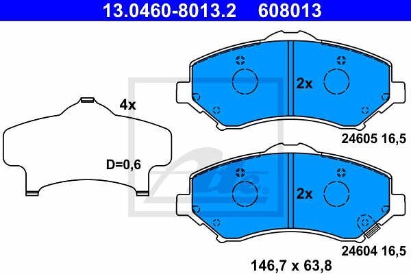 Prednje kočione obloge 13.0460-8013.2 - Jeep, Doodge