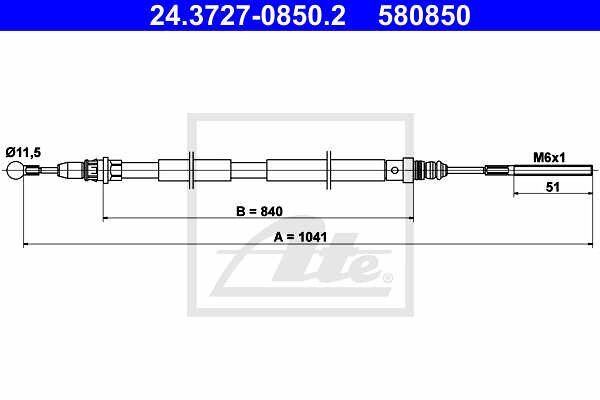 Sajla ručne kočnice 24.3727-0850.2 - Peugeot 807 02-12