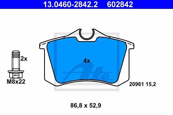 Zadnje kočione obloge 13.0460-2842.2 - Audi, Seat, Volkswagen