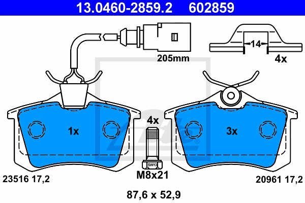 Zadnje kočione obloge 13.0460-2859.2 - Ford, Seat, Volkswagen