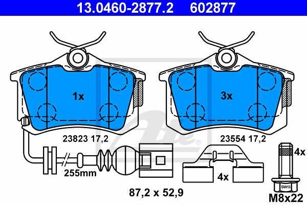 Zadnje kočione obloge 13.0460-2877.2 - Audi, Seat, Škoda, Volkswagen