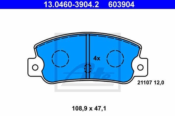 Zadnje kočione obloge 13.0460-3904.2 - Fiat, Lancia