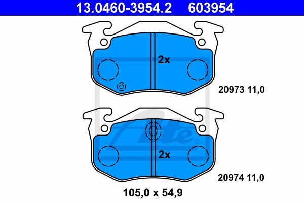 Zadnje kočione obloge 13.0460-3954.2 - Citroen, Peugeot, Renault