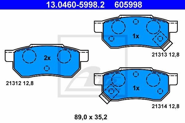 Zadnje kočione obloge 13.0460-5998.2 - Honda Accord 85-89