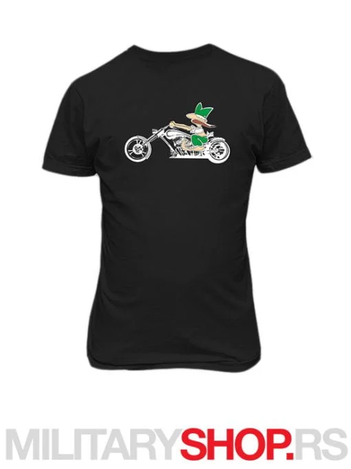 Crna pamučna majica štampa Serbian biker