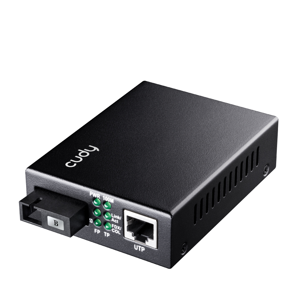 Cudy MC100SB-20B Fast Ethernet 10/100Mb/s Fiber single-mode konverter WDM BiDi (1310nm TX / 1550nm RX) dometa do 20km preko 1 fiber vlakna, BER<1E-9, podržava LFP (SC konektor)