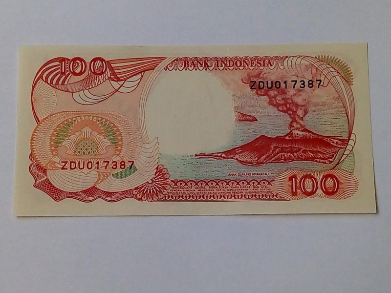 100 Rupiah 1992.g - Indonezija - Brod -Erupcija -Vulkan
