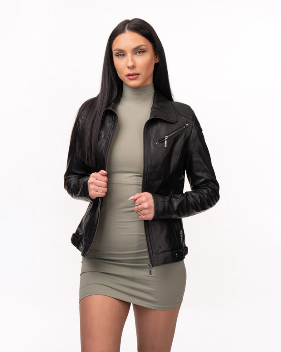 Ženska kožna jakna – Linzi – Crna