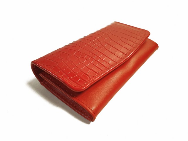 Ženski kožni novčanik crveni kroko m1