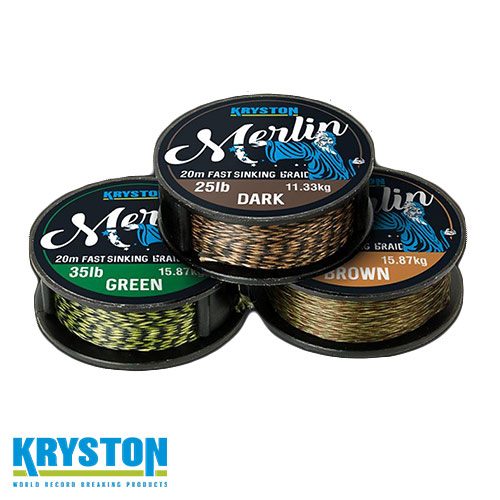 Kryston Merlin Fast Sinking Supple Braid Dark Silt 25lb/ 20m