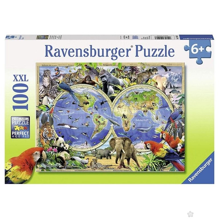 Ravensburger puzzle - Mapa sveta sa zivotinjama