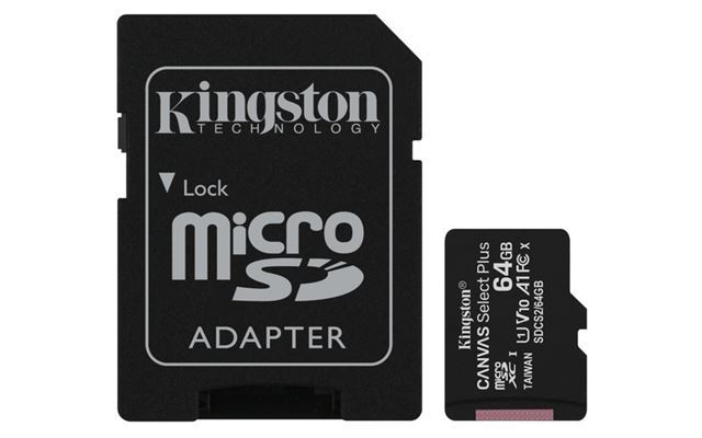 MICRO SD 64GB KINGSTON + SD adapter SDCS2/64GBID: EK000229054