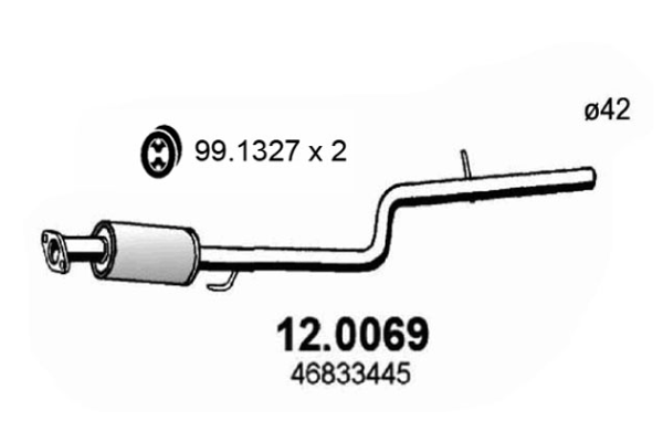 Auspuh 01.42340 - Fiat Doblo 01-12, prednja izduvna cev