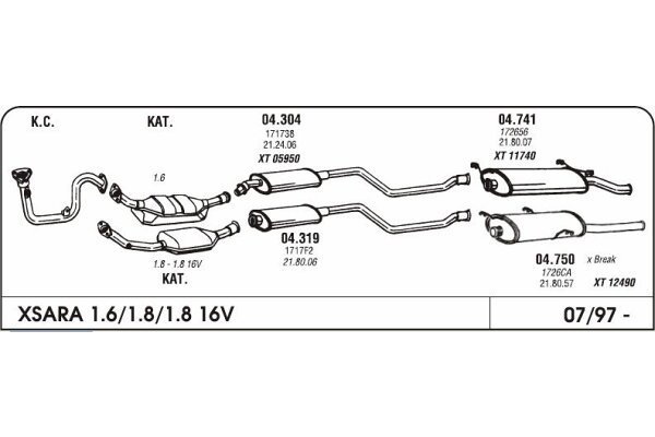 Auspuh Citroen Xsara 97- srednji lonac