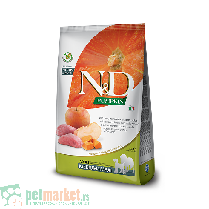 N&D Pumpkin: Hrana za pse Medium/Maxi Adult, Bundeva & Divlja Svinja