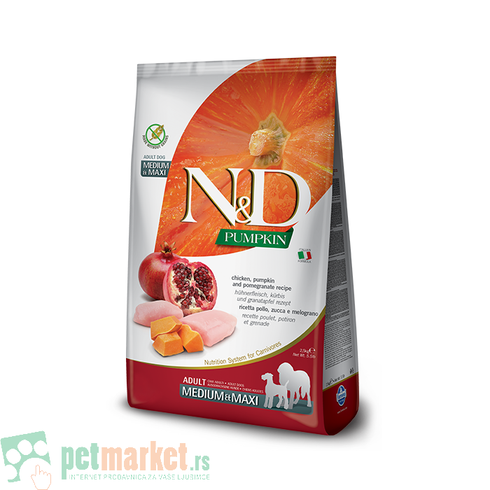 N&D Pumpkin: Hrana za pse Medium/Maxi Adult, Bundeva & Piletina
