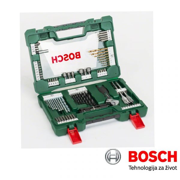 BOSCH® 83-delni V-Line TiN set burgija i bitova sa LED baterijskom lampom i francuskim ključem