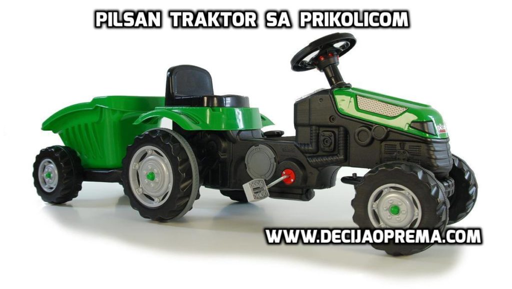 Traktor na pedale Pilsan sa prikolicom zeleni