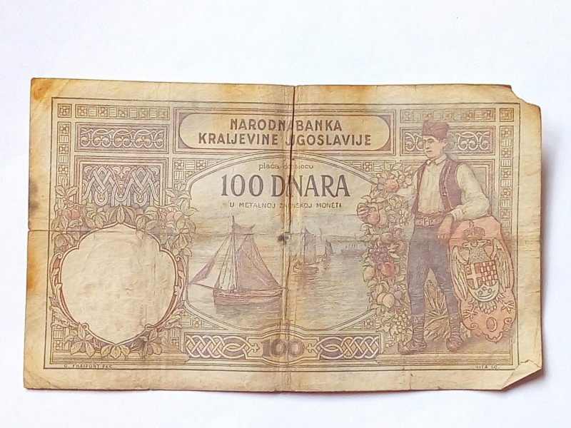 100 Dinara 1929.g - Kraljevina Jugoslavija -