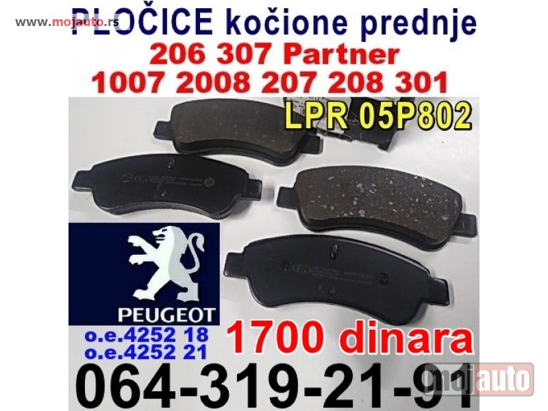 PLOČICE Peugeot 1007 2008 206 207 208 301 307 Partner