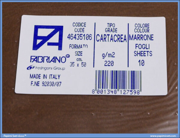 Karton B3 35x50cm braon marrone 1/10, Fabriano