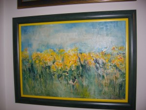 Zuto polje, ulje na platnu, 60×70 cm, uramljena, slikar iz Holandije Badovinac D., 800 evra