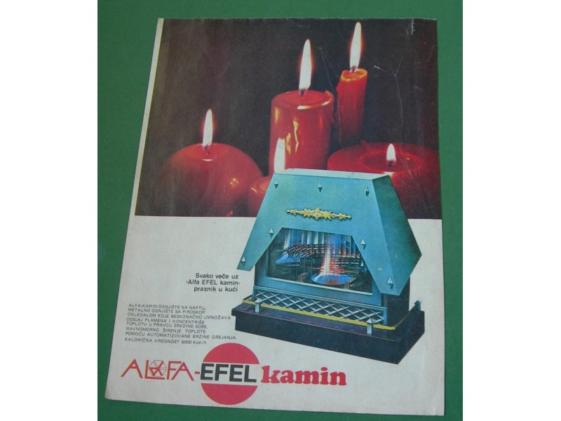 Stara novinska reklama ALFA-EFEL kamin