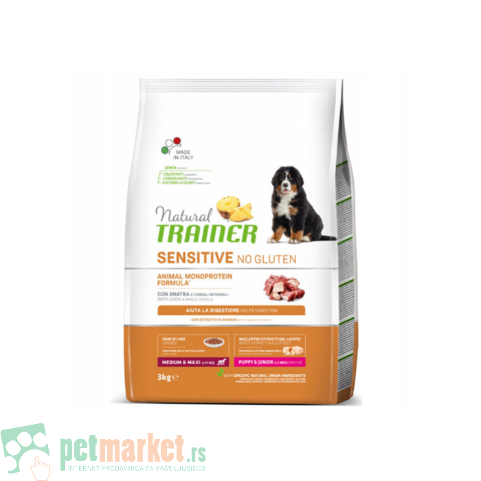 Trainer Natural: Hrana za štence Sensitive Medium/Maxi Puppy&Junior, Pačetina