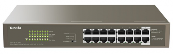 Tenda TEG1116P-16-150W LAN 16-Port 10/100/1000M Base-TX Ethernet ports Switch