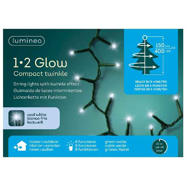Lumineo Novogodišnje LED sijalice za jelku 150cm 400L Hladno bela 1-2 Glow 49.5430