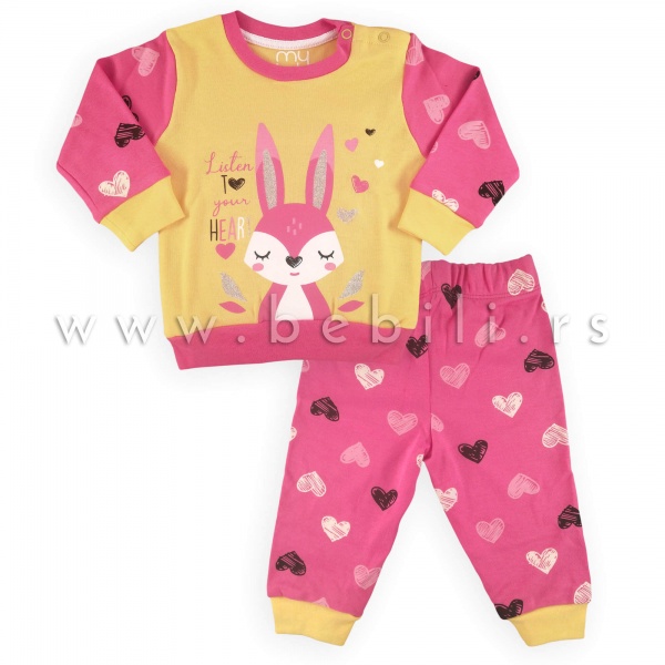 MyBaby Pamučna pidžama za bebe Rozi Zeka